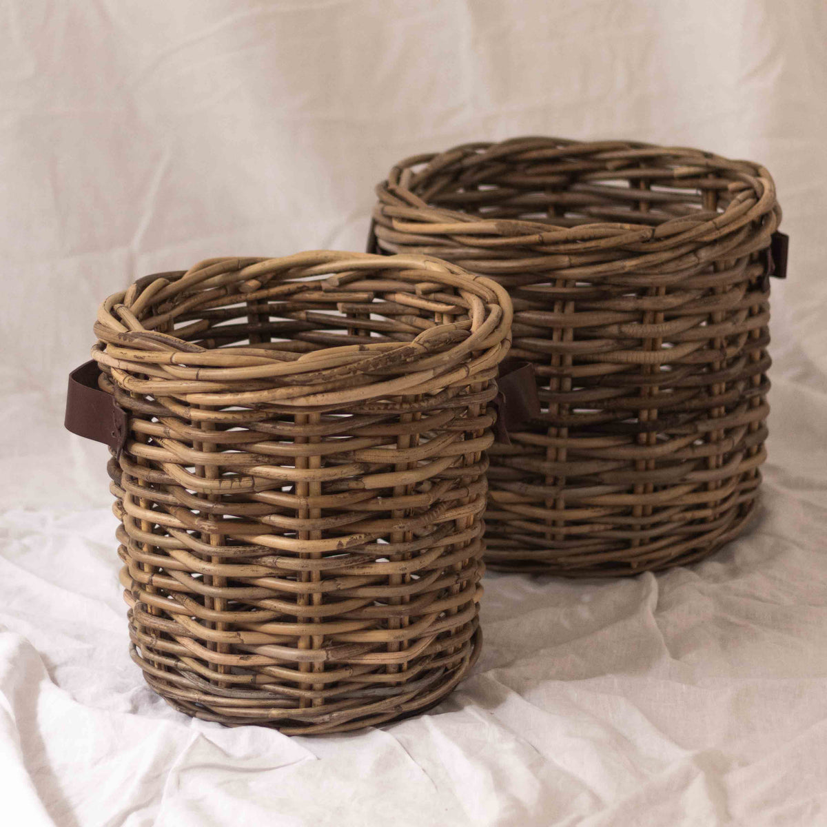 Leather Handle Round Basket – Harry and Kit